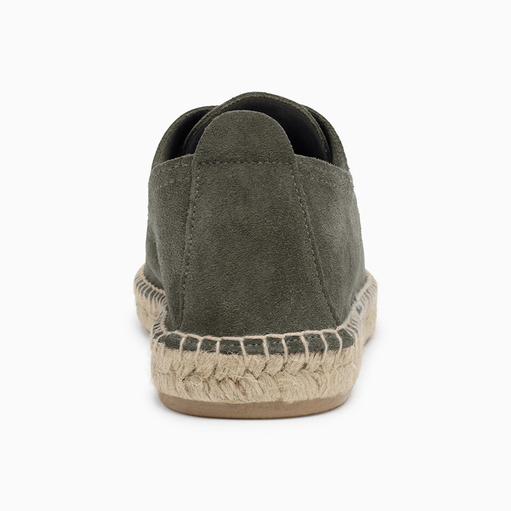 JUTE AND SPLIT LEATHER SHOE "BEAT ESPADRILLE DUSTY GREEN" - BEATERS SHOES